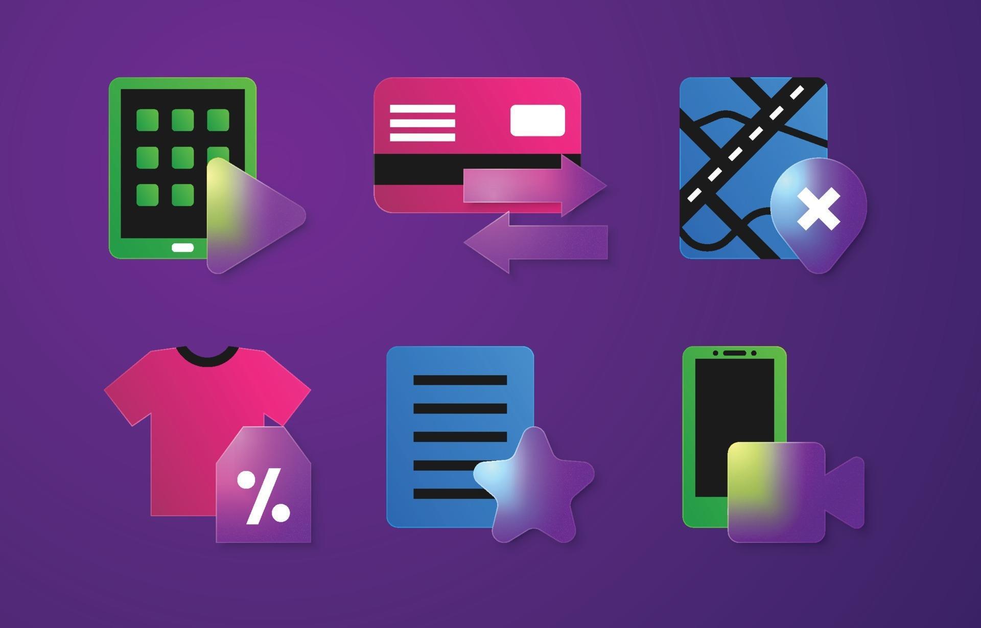 Glass Morphism Icon Set 3216185 Vector Art At Vecteezy