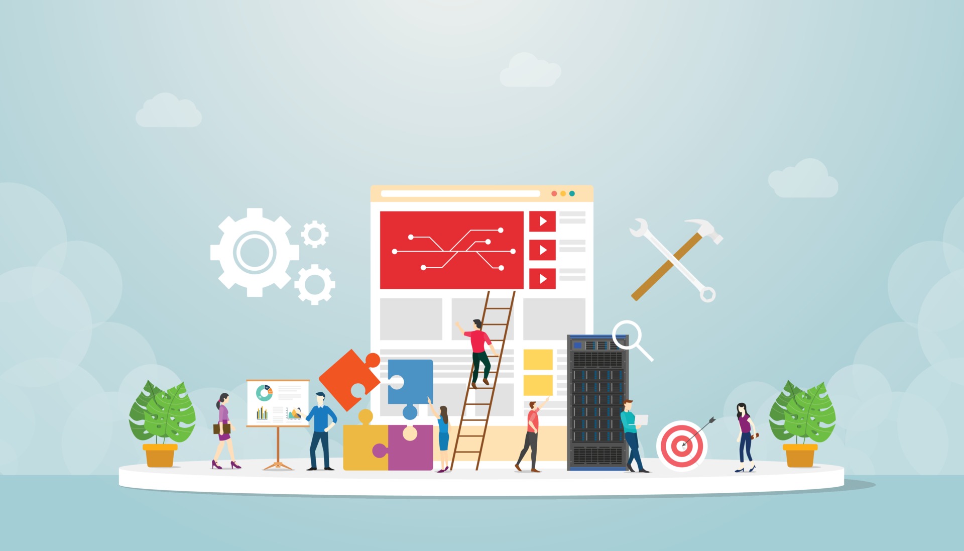 system integration information technology with engineer and server ...