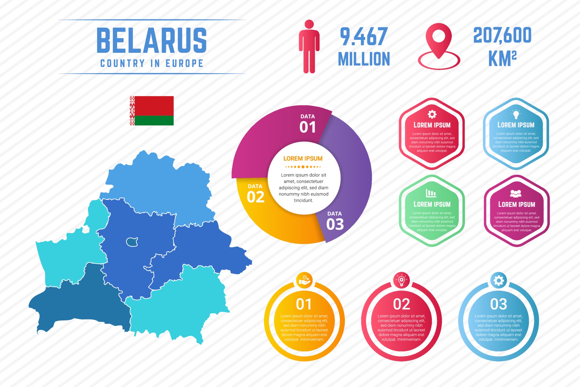 Colorful Belarus Map Infographic Template 3218618 Vector Art at Vecteezy