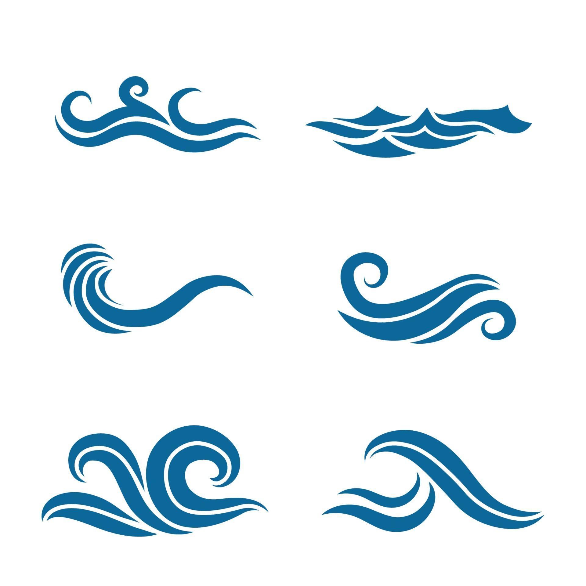 Big set of ocean waves, ocean flowing and swirl 3222237 Vector Art at ...