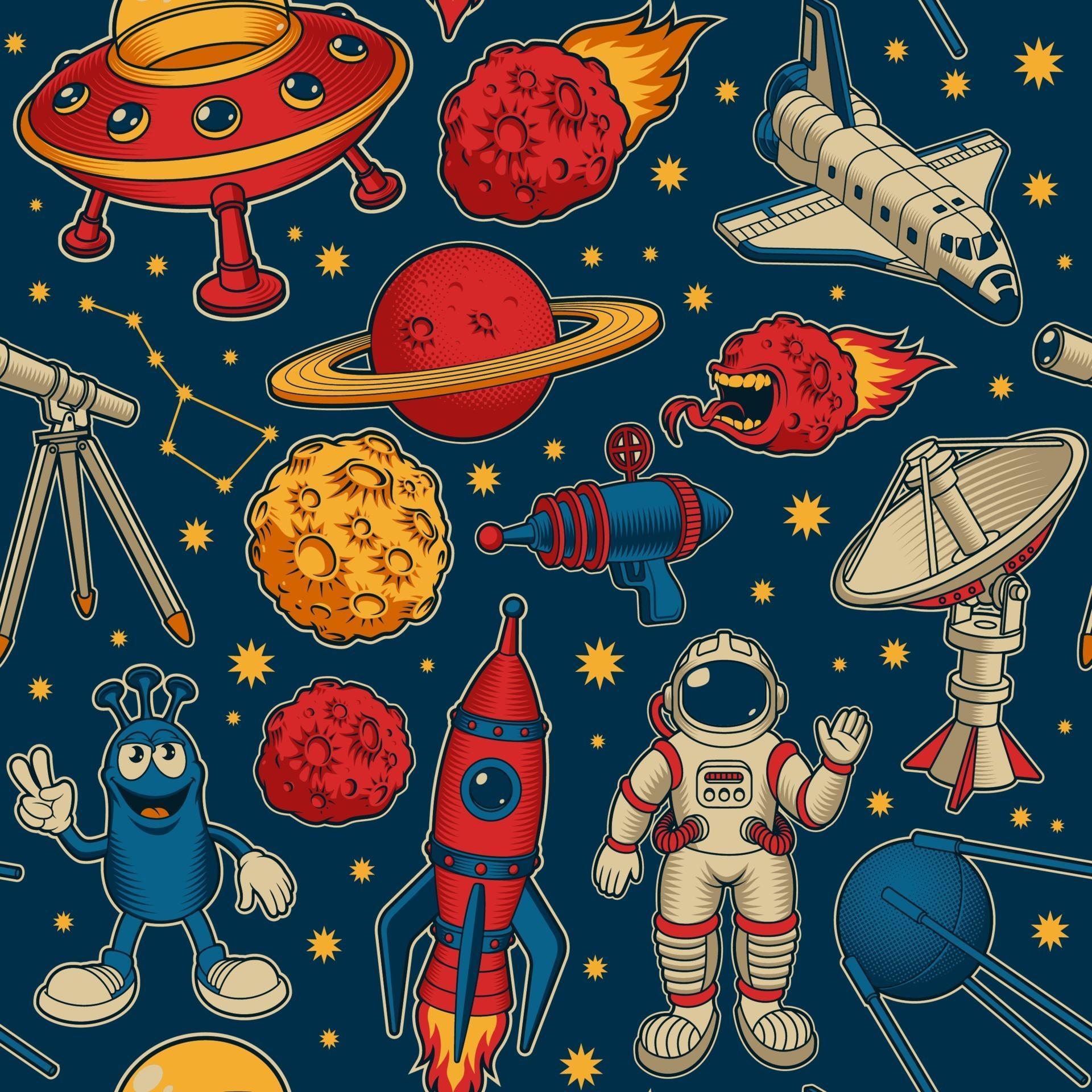 Cartoon space seamless pattern 3222368 Vector Art at Vecteezy