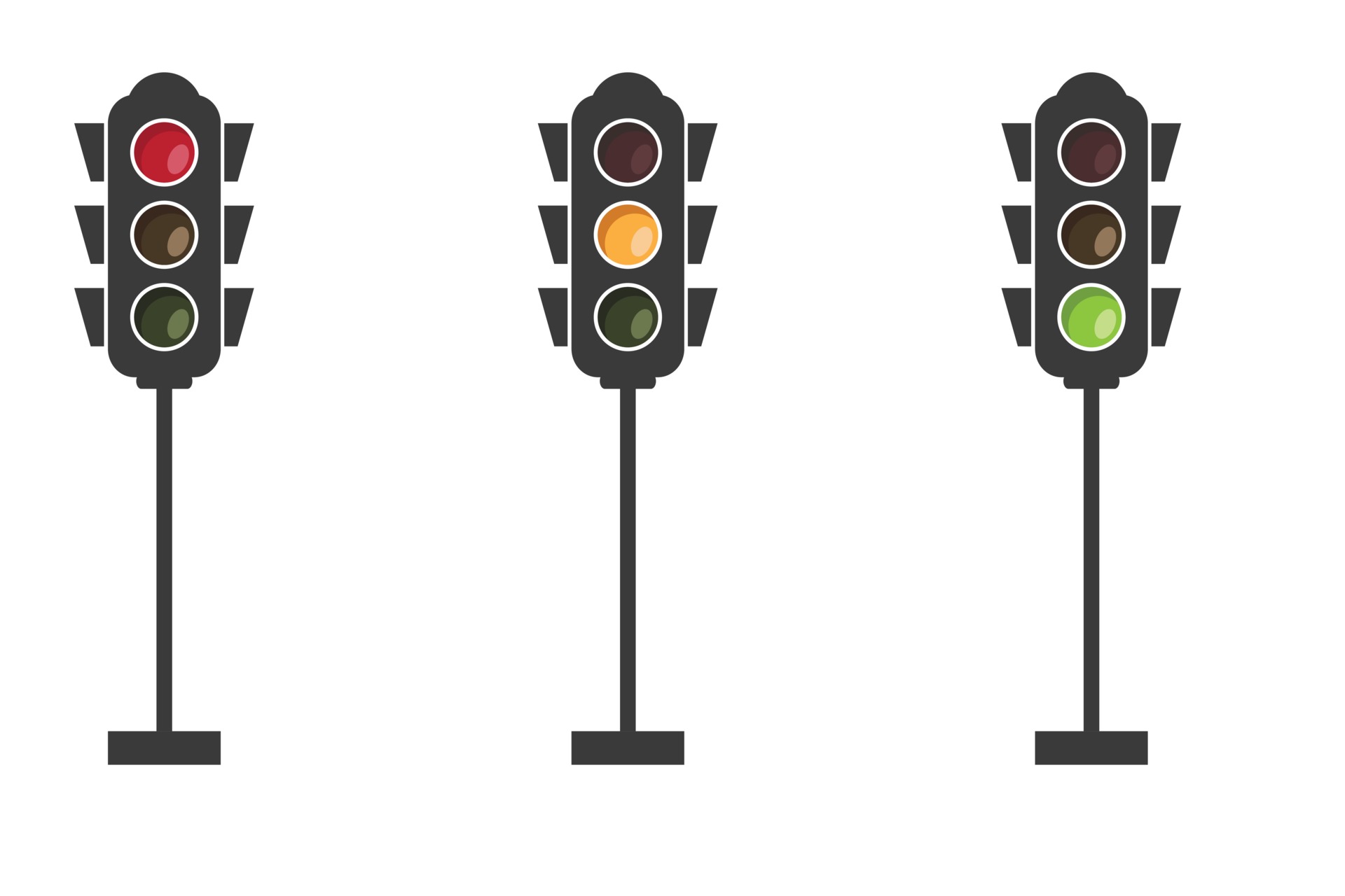 Flat design icon of traffic light signal with red, yellow and green ... Flat design icon of traffic light signal with red, yellow and green ...