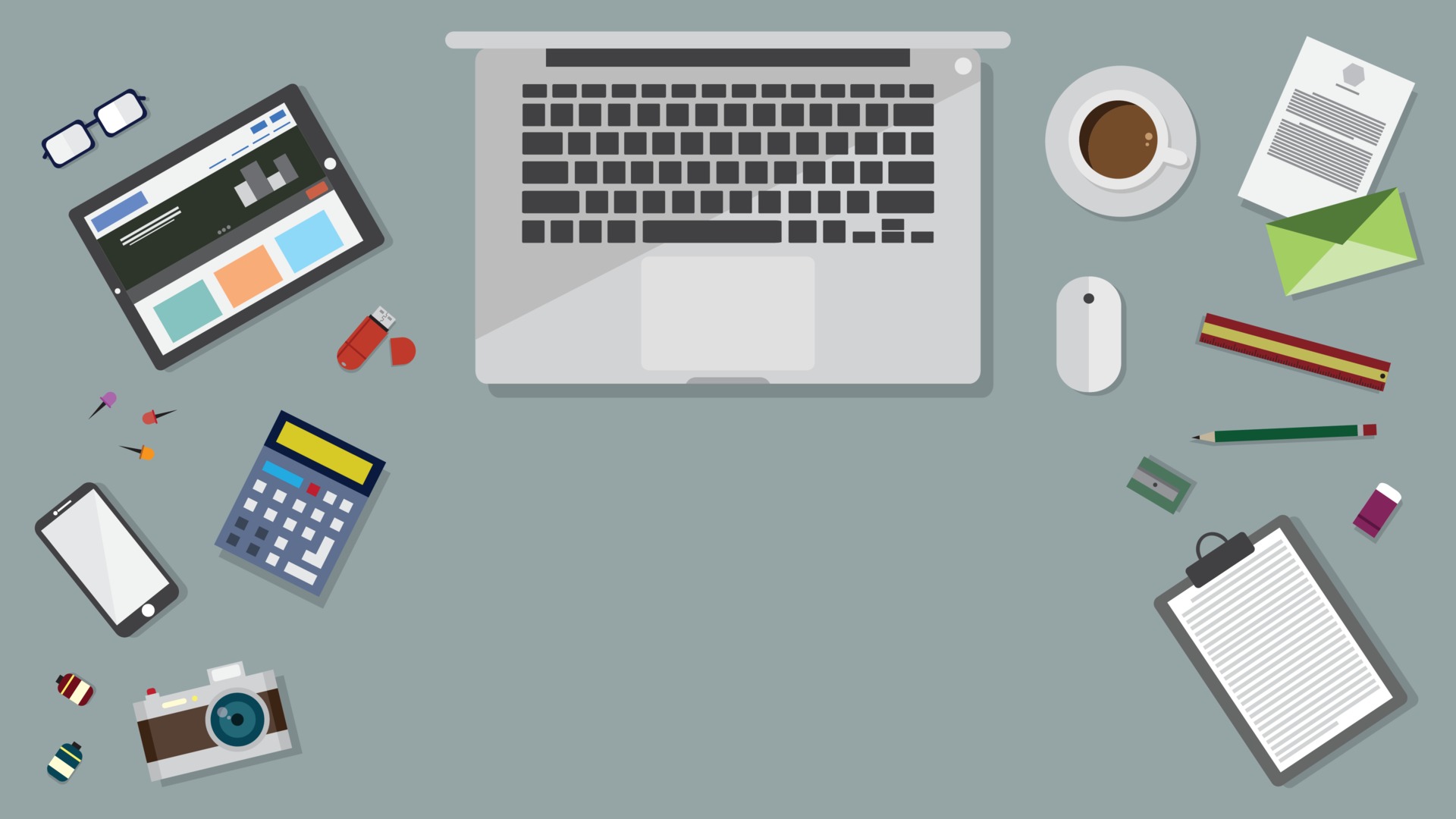 Working table and working desk with accessory on the table. 3222393 ...