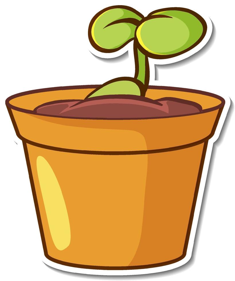 Planta en una pegatina de maceta sobre fondo blanco. 3222936 Vector en ...