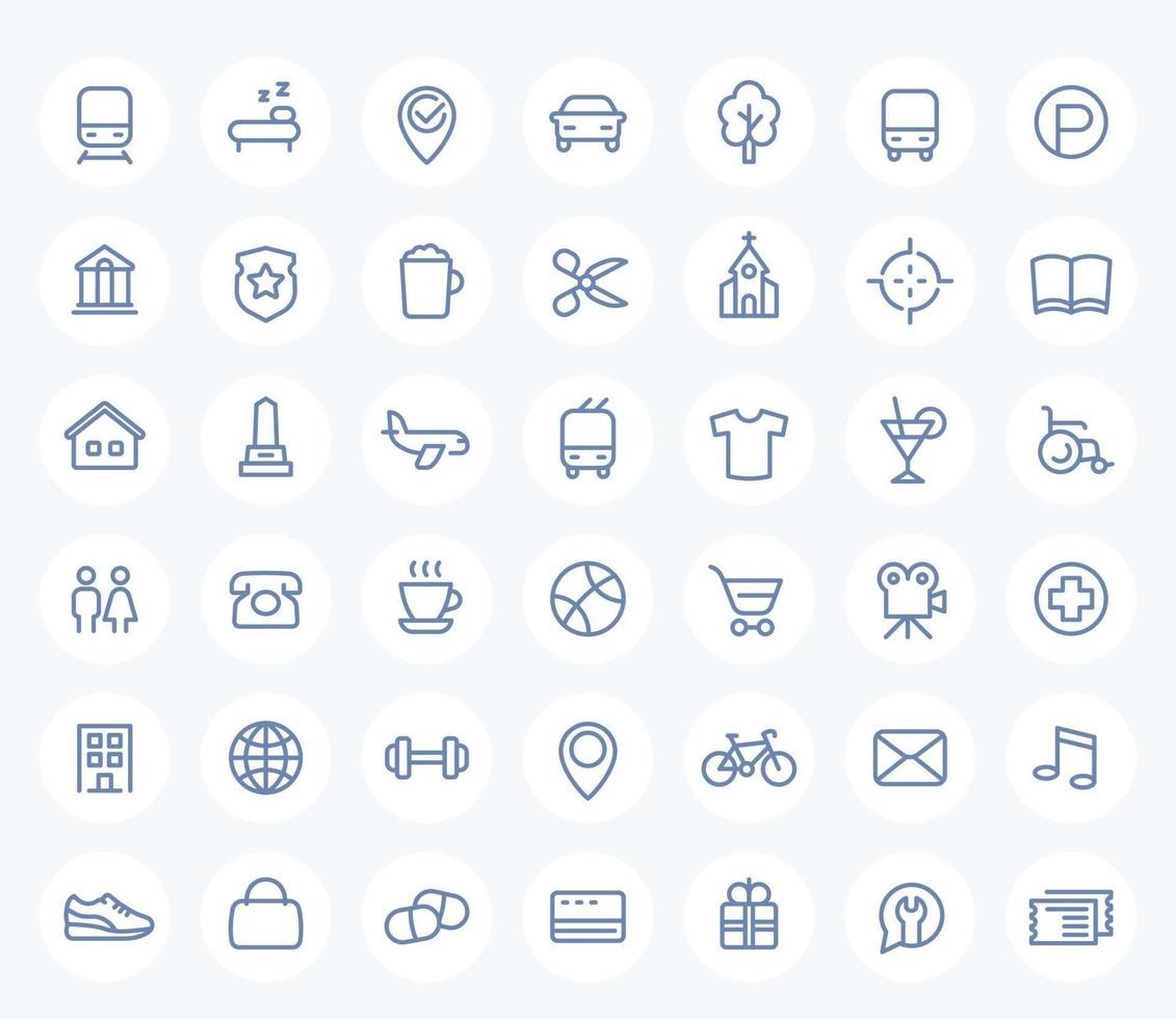 Line Icons Set On White For Maps Navigation Apps Vector 3223338