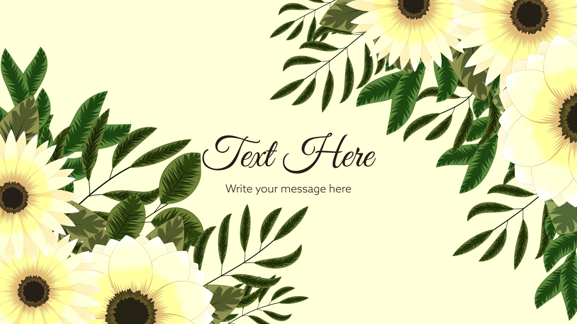 Colorful spring floral background template elegant flowers, leaves ...