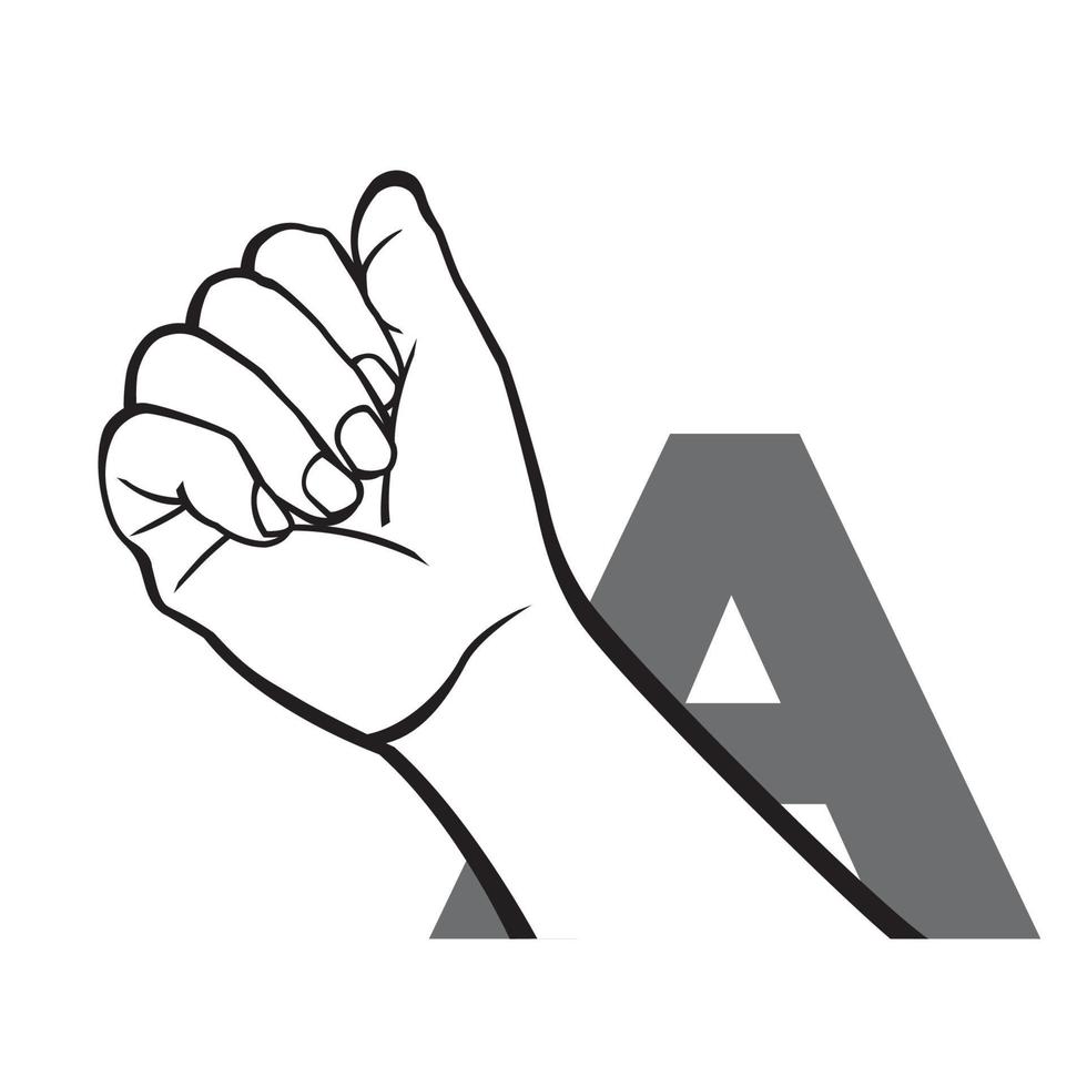 Ilustración De Vector De Letra Del Alfabeto De Lenguaje De Señas De