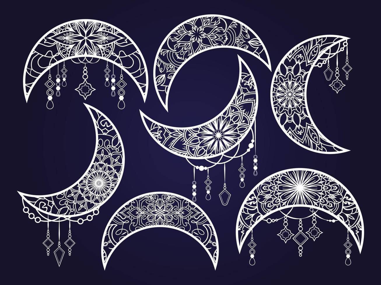 Crescent moon Vector silhouette stars in the night sky background ... Crescent moon Vector silhouette stars in the night sky background ...
