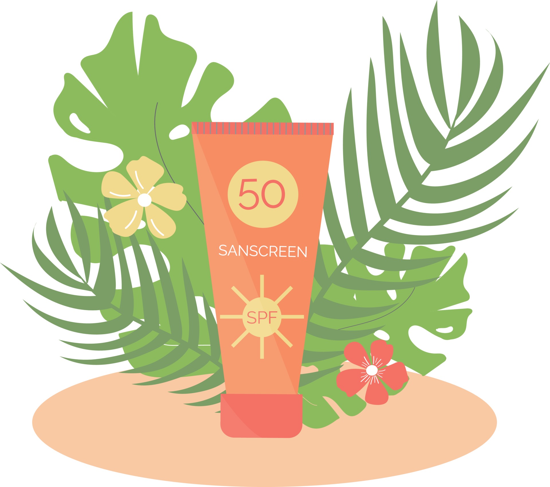Sunscreen Sun Protection On The Beach Flat 3232269 Vector Art At Vecteezy