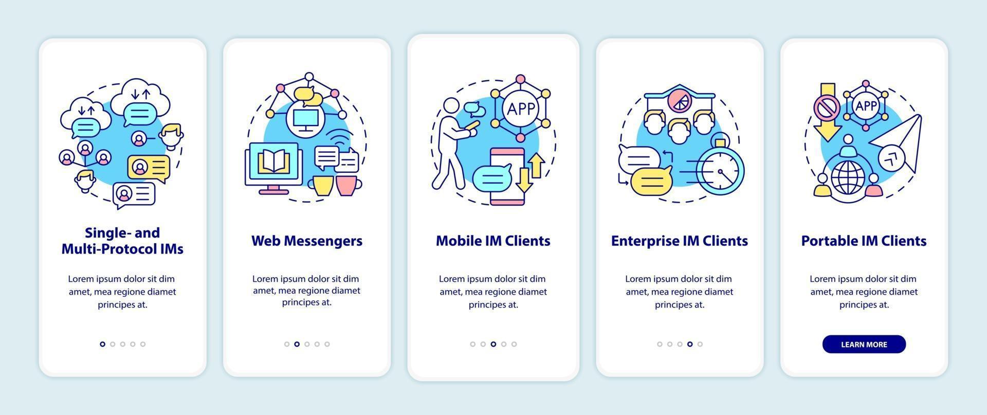 Instant Messaging Software Types Onboarding Mobile App Page Screen