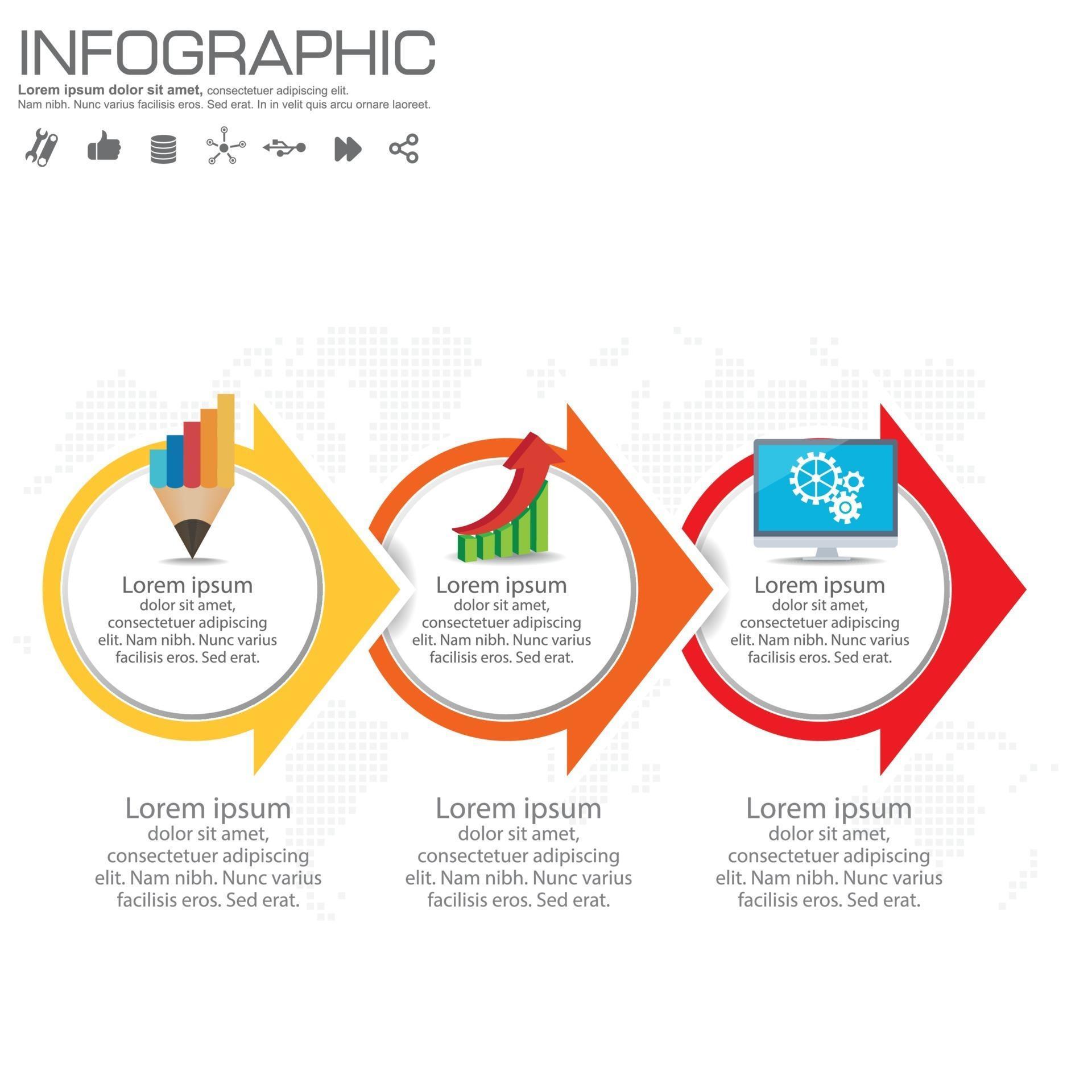 Infographics template with 3 elements workflow process chart. 3235461 ...