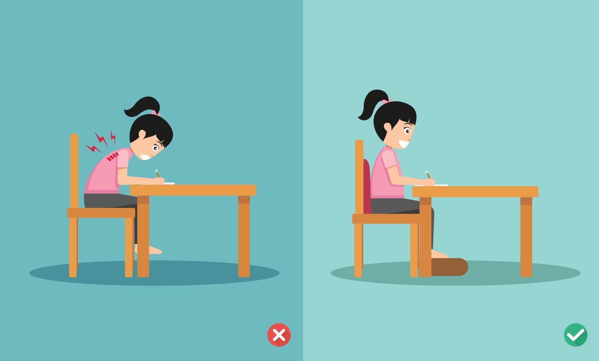 Posiciones Incorrectas Y Correctas Para Sentarse A Escribir En Un Libro