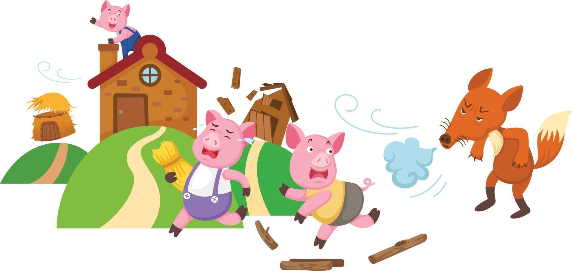 illustration of isolated fairy tale three little pigs 3240002 Vector ...