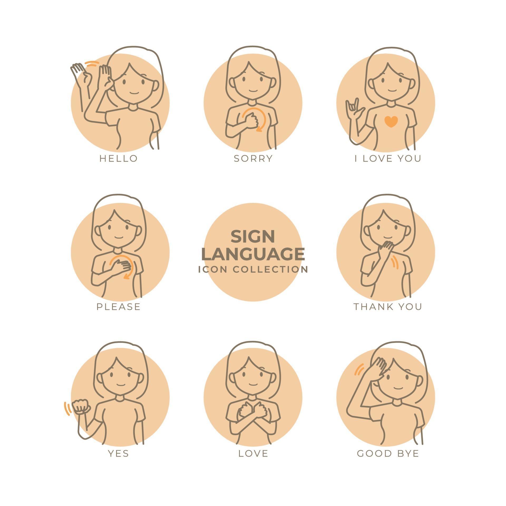 Sign Language Gestures Collection 3243277 Vector Art at Vecteezy