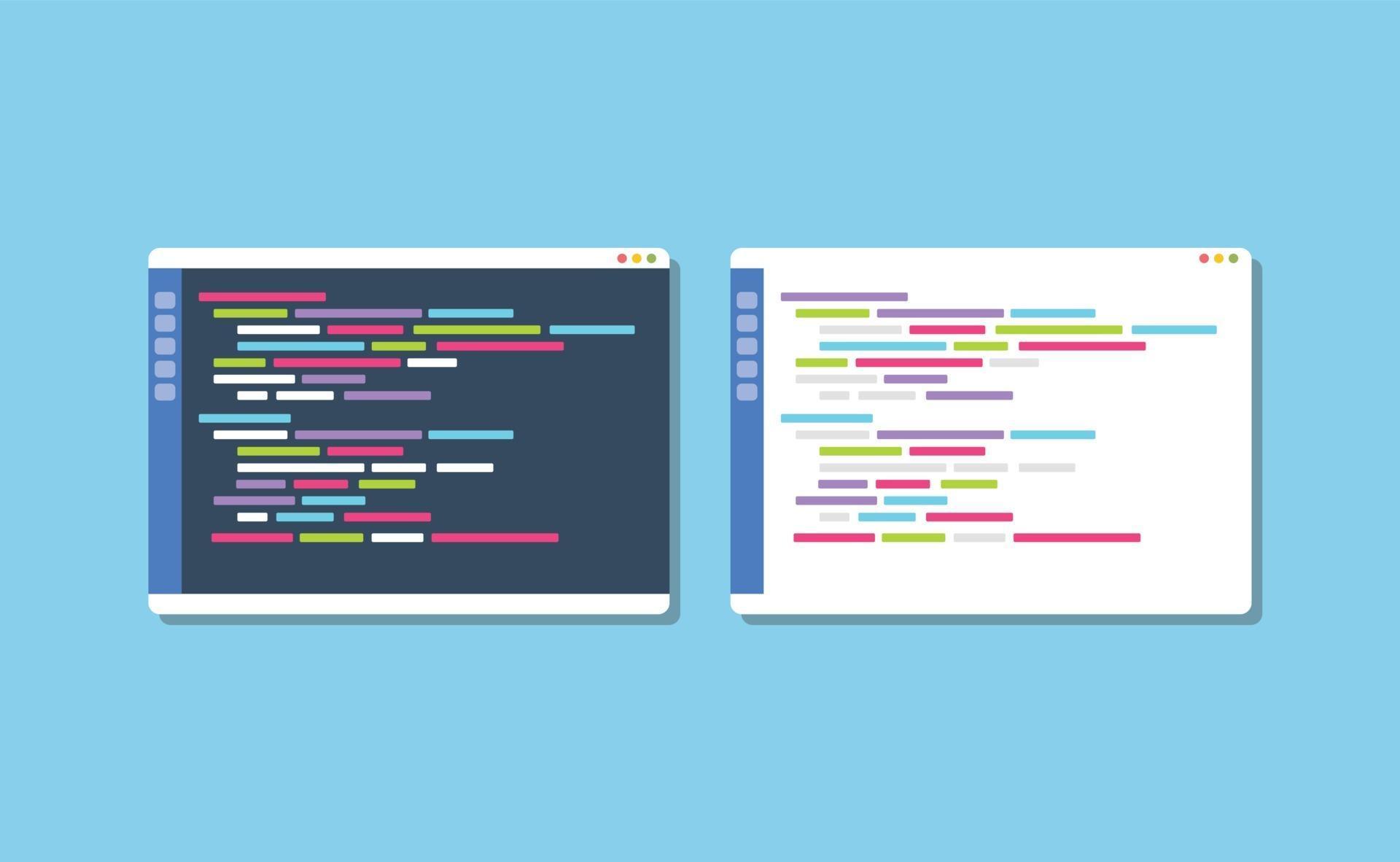 dark or white theme programming text editor compare vector 3244492 ...