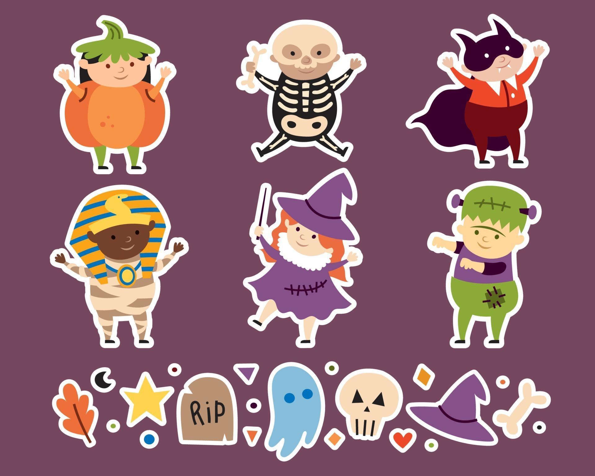 Halloween Vampire witch skeleton pumpkin mummy frankenstein Stickers ...