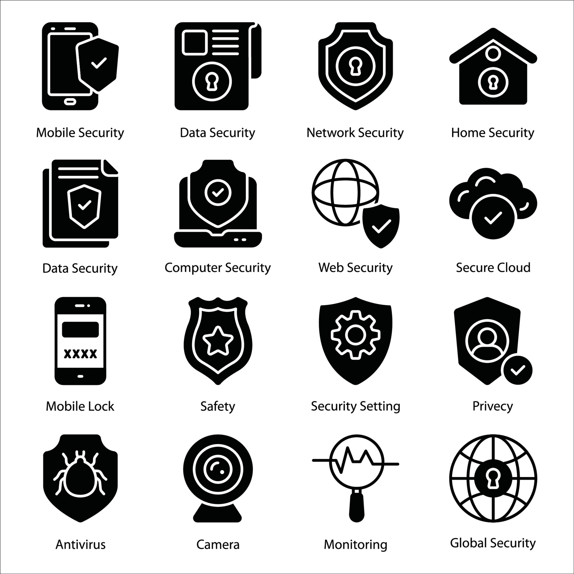 Security Glyph icons Set 3252360 Vector Art at Vecteezy