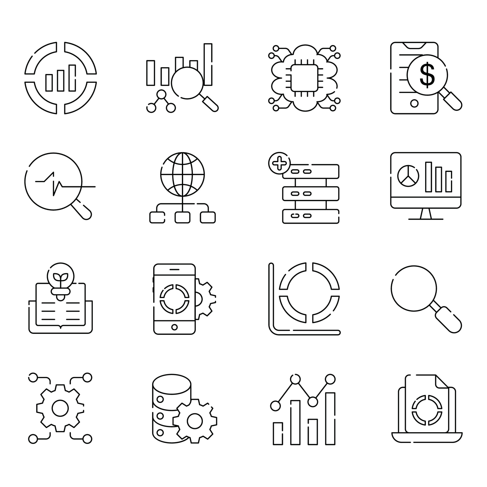 Big Data and Data Science Thin Line Icons 3252418 Vector Art at Vecteezy