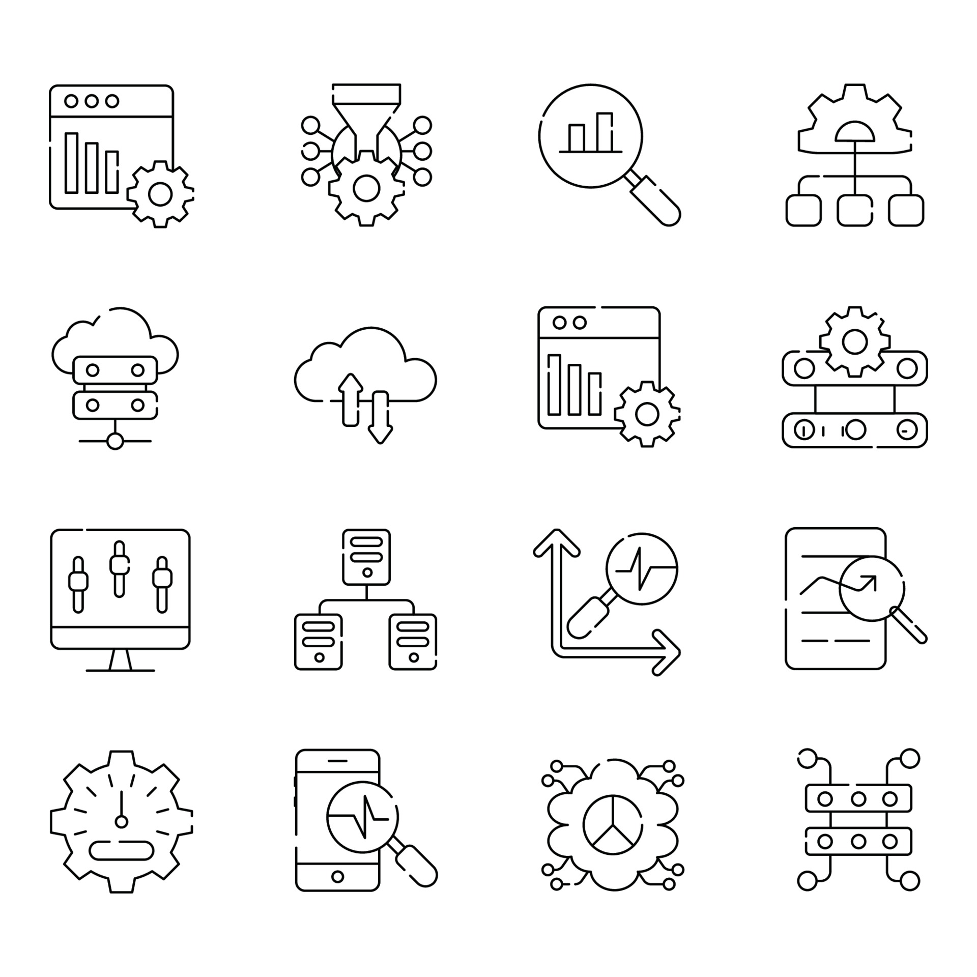 Big Data and Data Science Thin Line Icons 3252424 Vector Art at Vecteezy