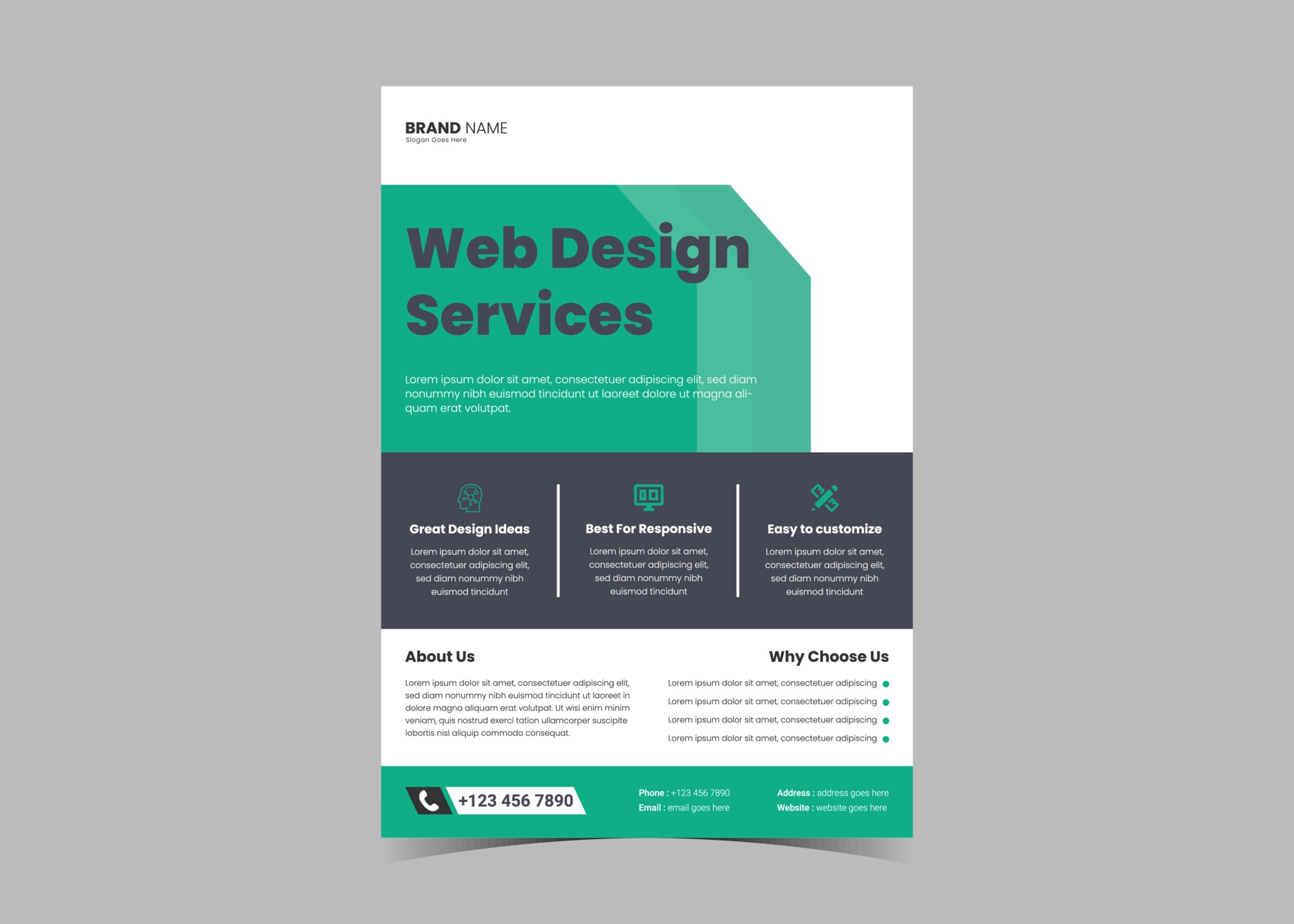 Web design service flyer template idea concept. 3252522 Vector Art at ...