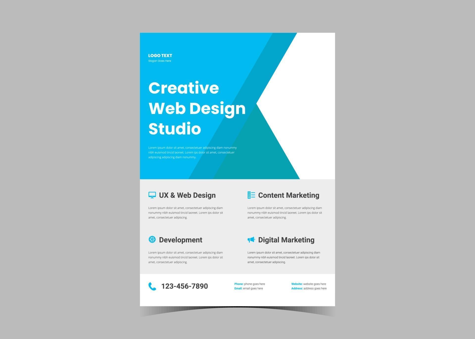 Web design service flyer template idea concept. 3252566 Vector Art at ...