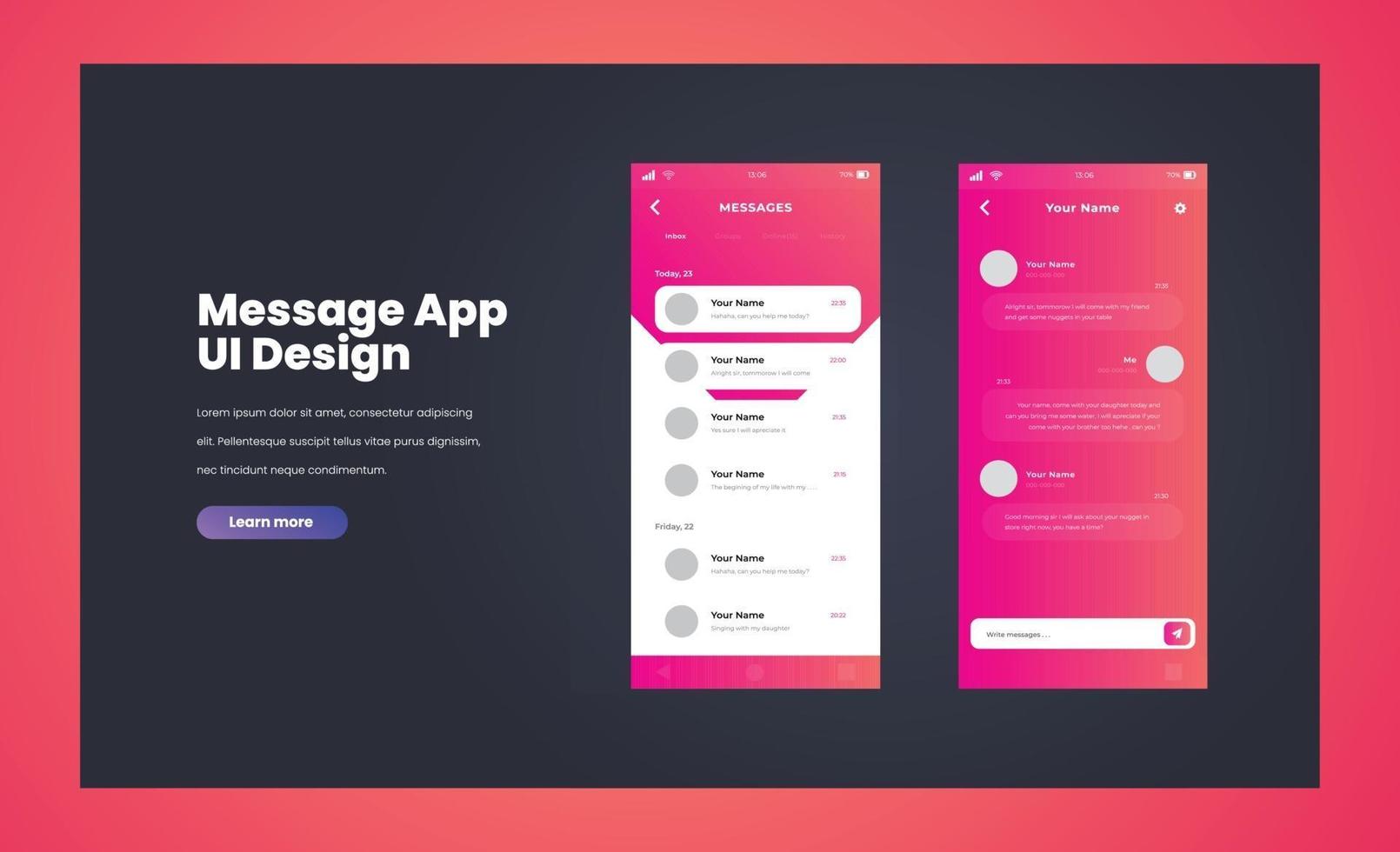 Mobile Messenger APP UI Design. 3261606 Vector Art at Vecteezy Mobile Messenger APP UI Design. 3261606 Vector Art at Vecteezy