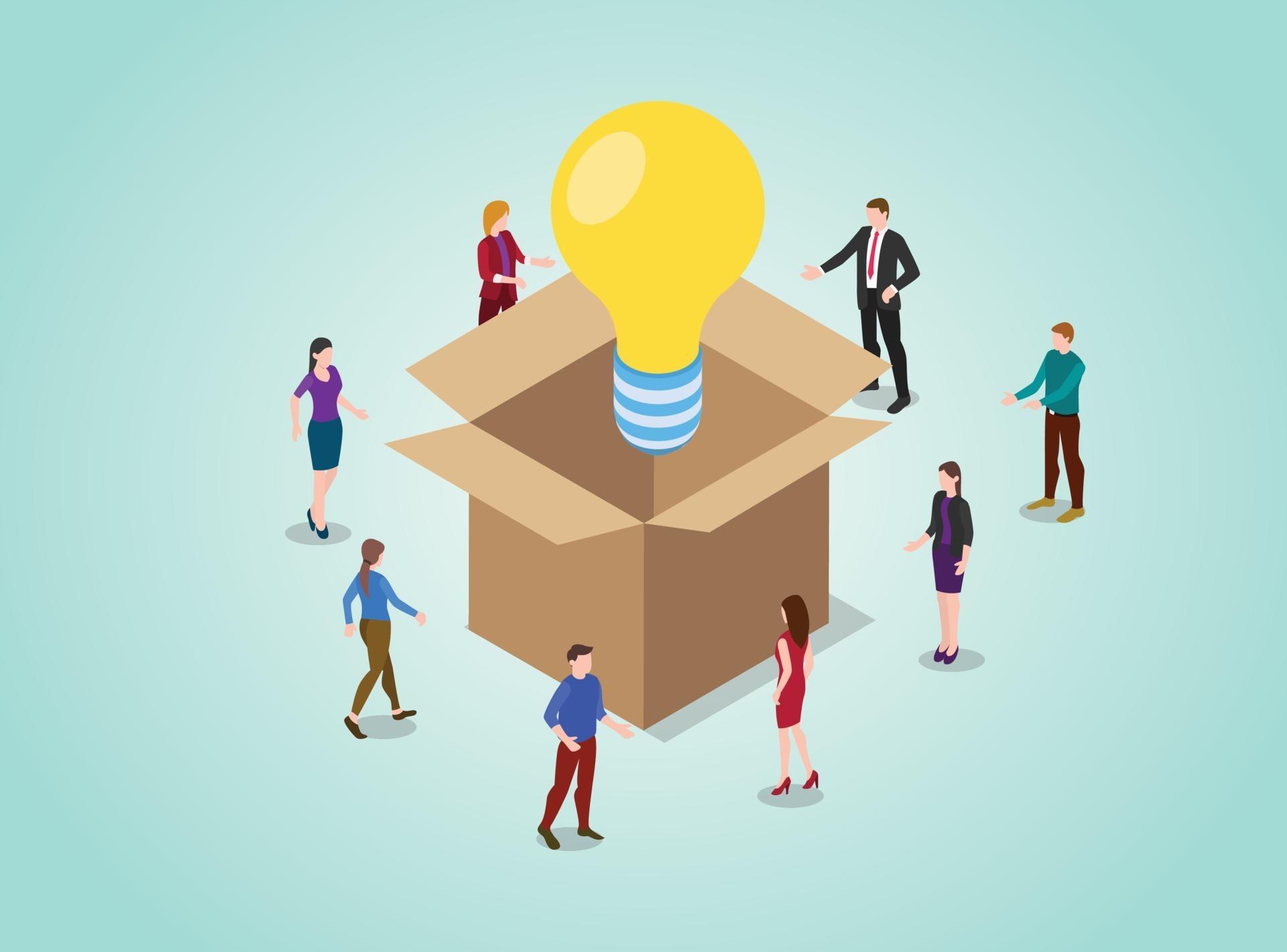 out of the box thinking concept for problem solving 3266804 Vector Art ...