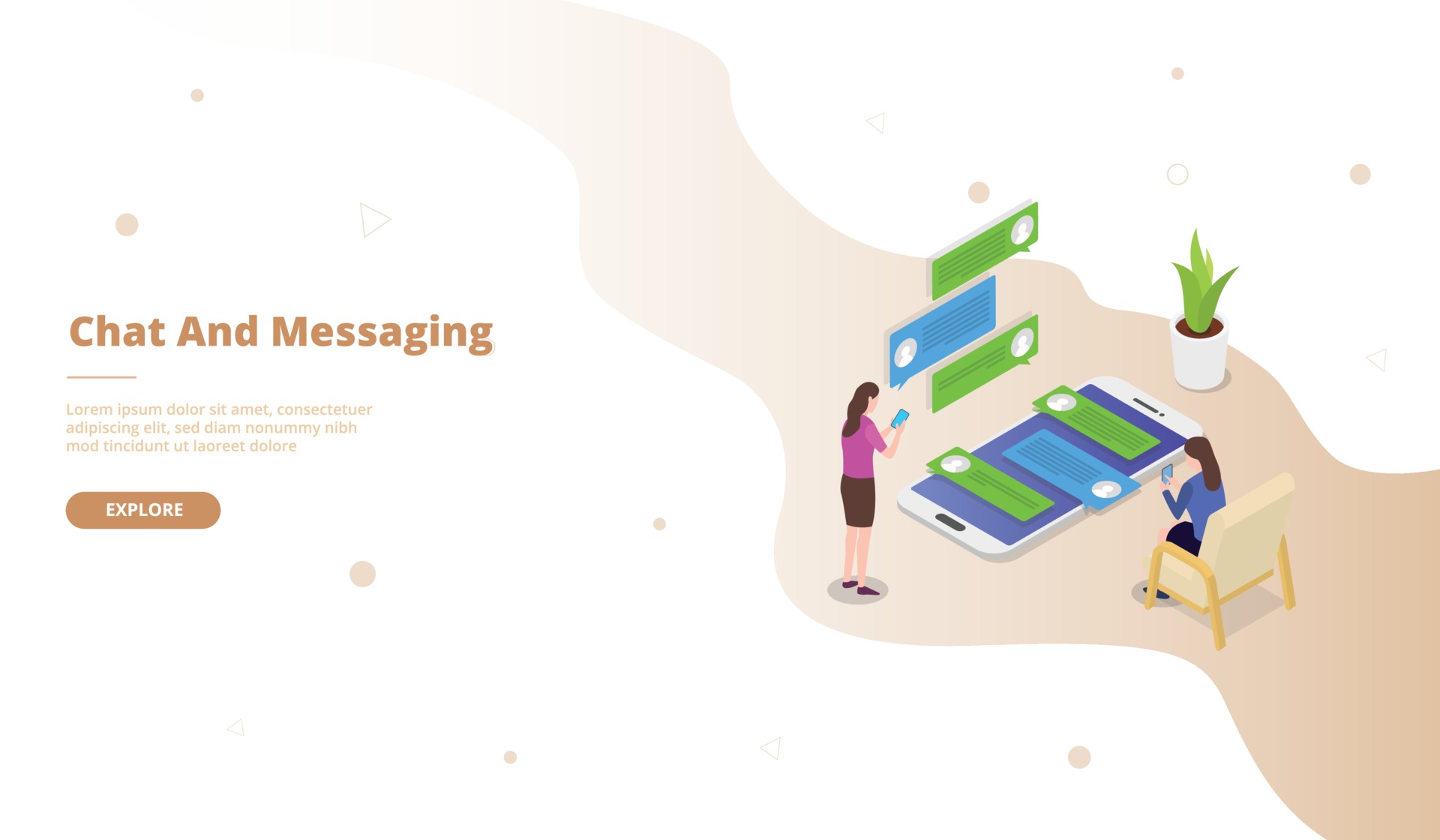 Chat and messaging campaign for web website template 3267120 Vector Art ...