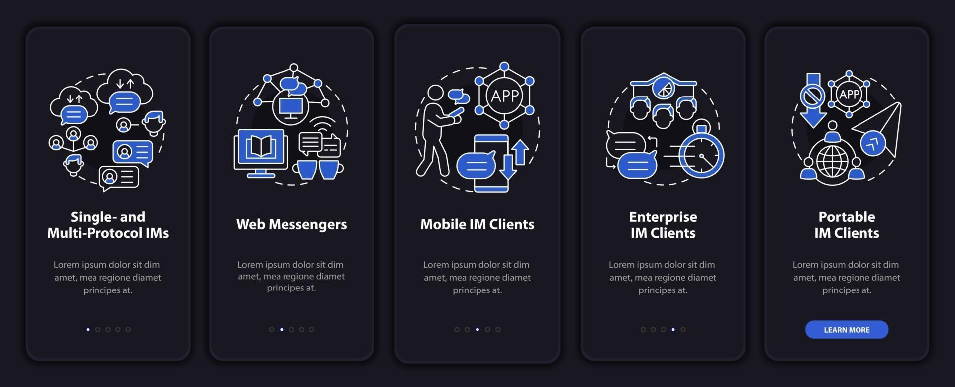 Messaging Software Dark Onboarding Mobile App Page Screen 3272489 Vector Art At Vecteezy