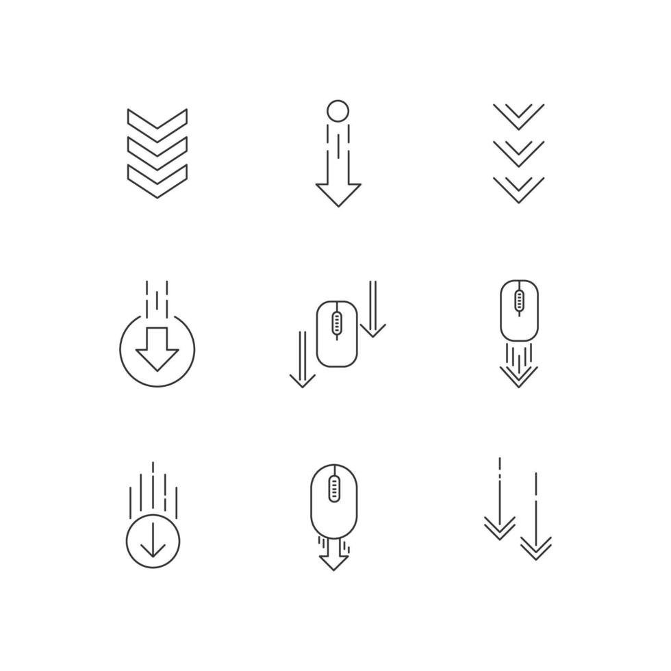 Scrolling down arrows pixel perfect linear icons set 3272830 Vector Art at Vecteezy