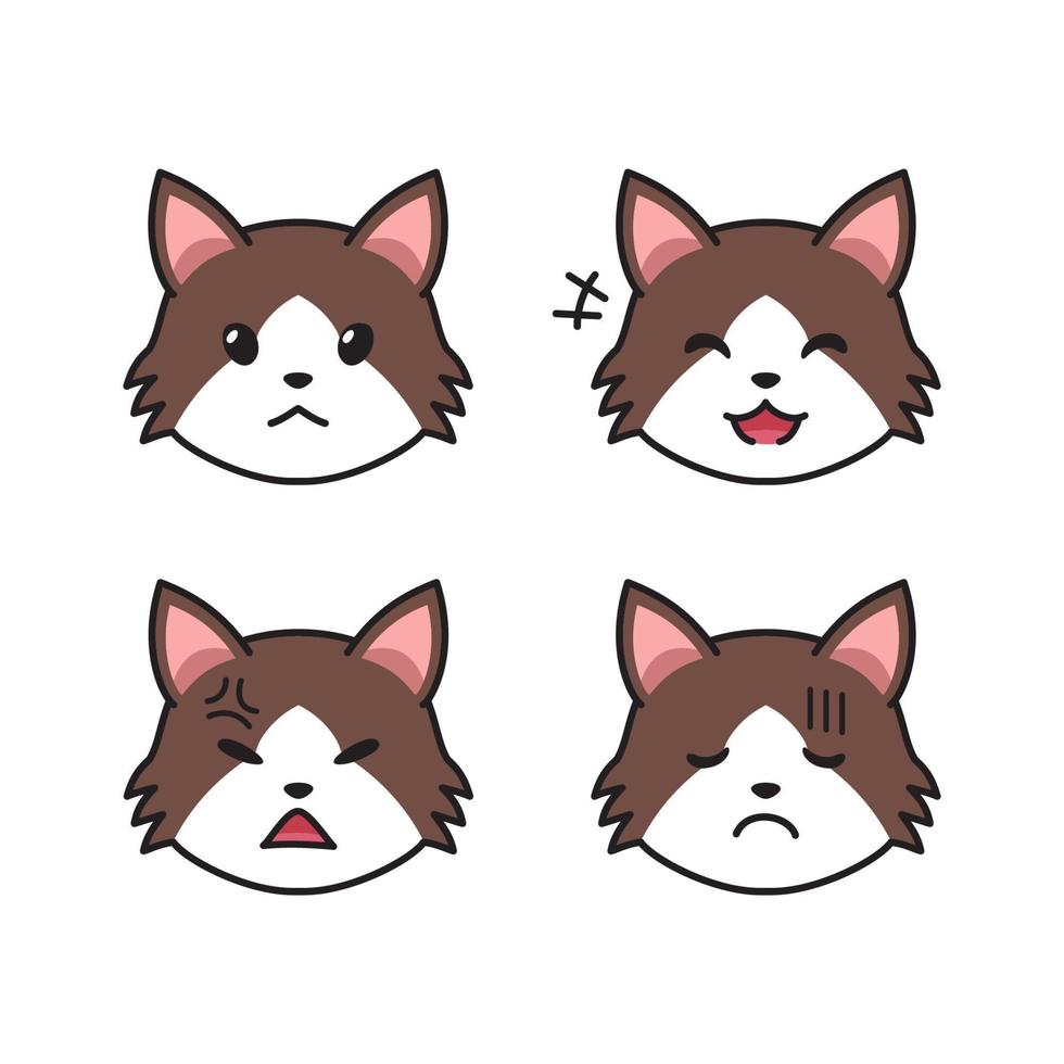 Set Of Ragamuffin Cat Faces Showing Different Emotions 3286361 Vector