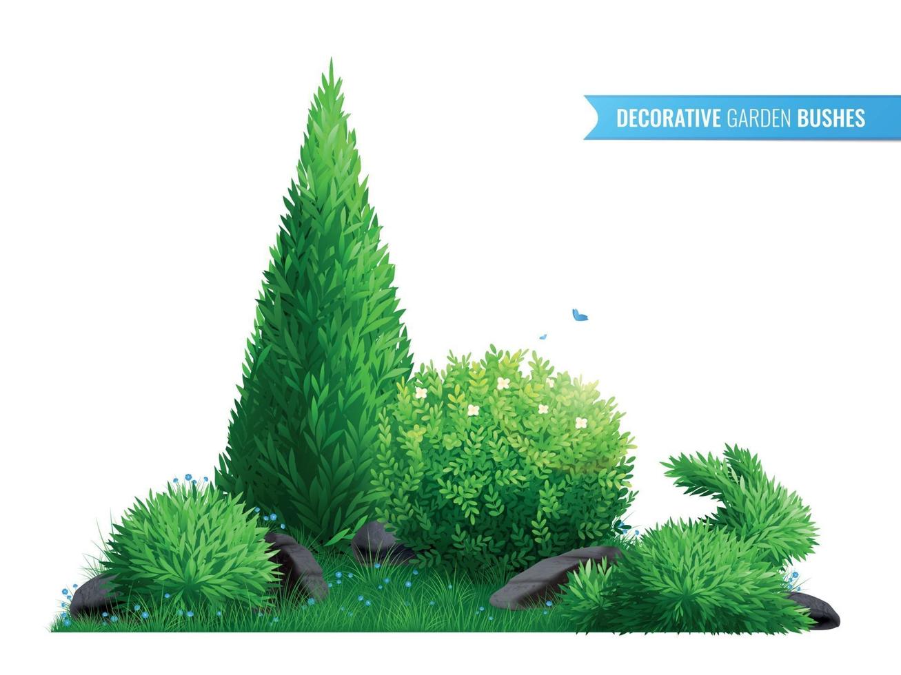 Decorative Garden Bushes Realistic Composition 3288312 Vector Art At