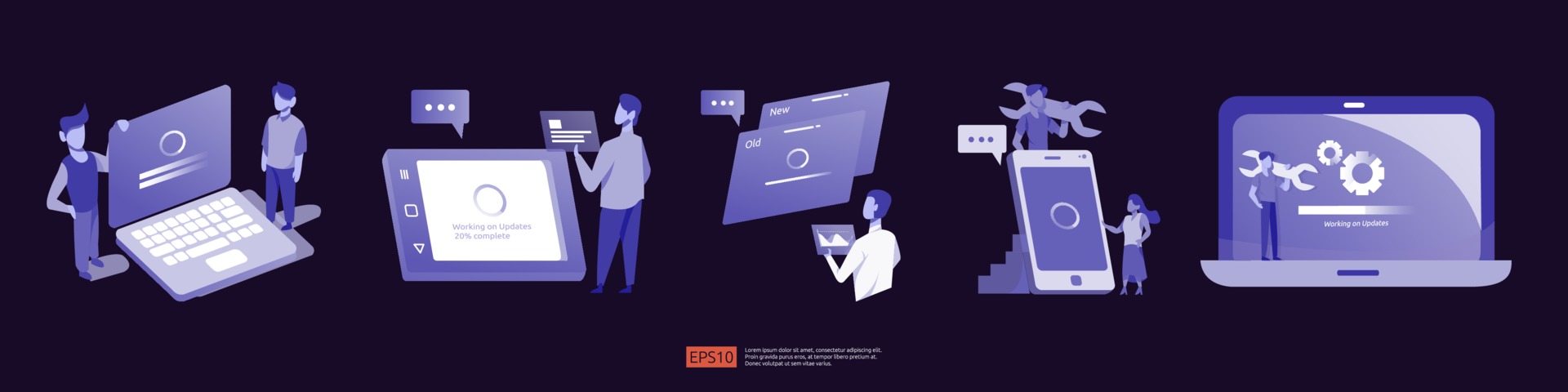 Data Update Synchronize Process And Installation Program Illustration