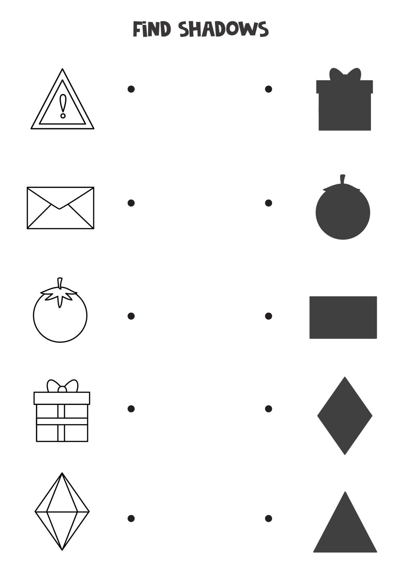 Find the correct shadows of black and white shapes. 3293199 Vector Art ...