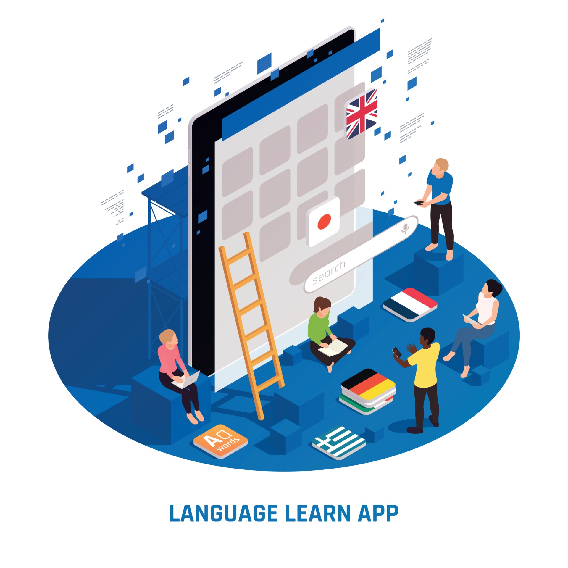 Language Learning Isometric Composition 3293791 Vector Art at Vecteezy