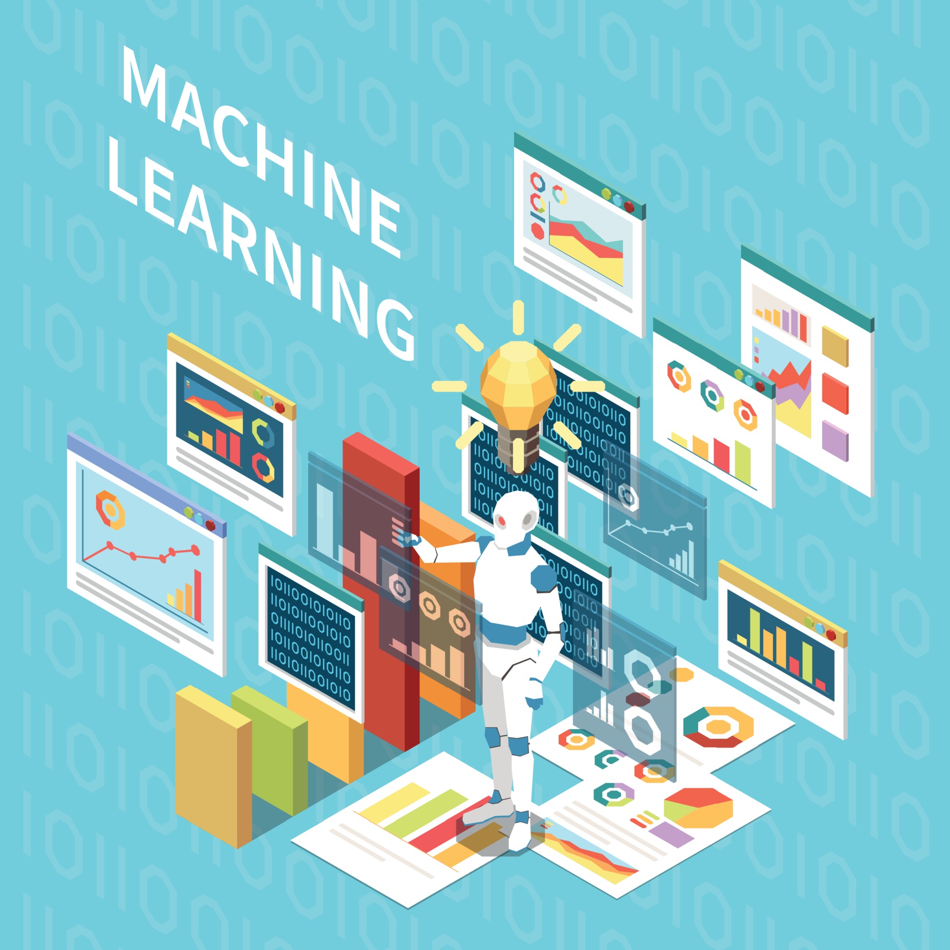Machine Learning Isometric Composition 3293839 Vector Art at Vecteezy