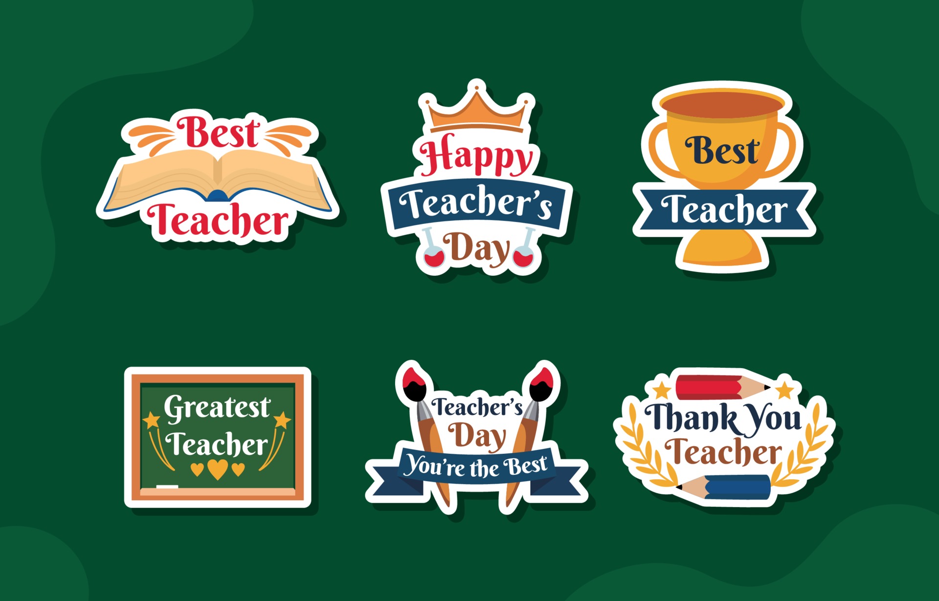 Teacher Appreciation On Teachers Day Sticker Set 3295028 Vector Art At