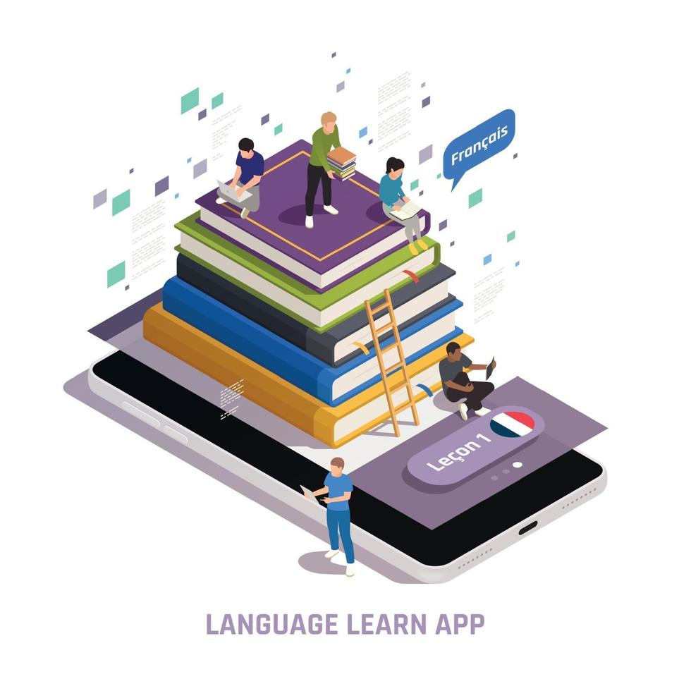 Language Learning Isometric Composition 3295210 Vector Art at Vecteezy