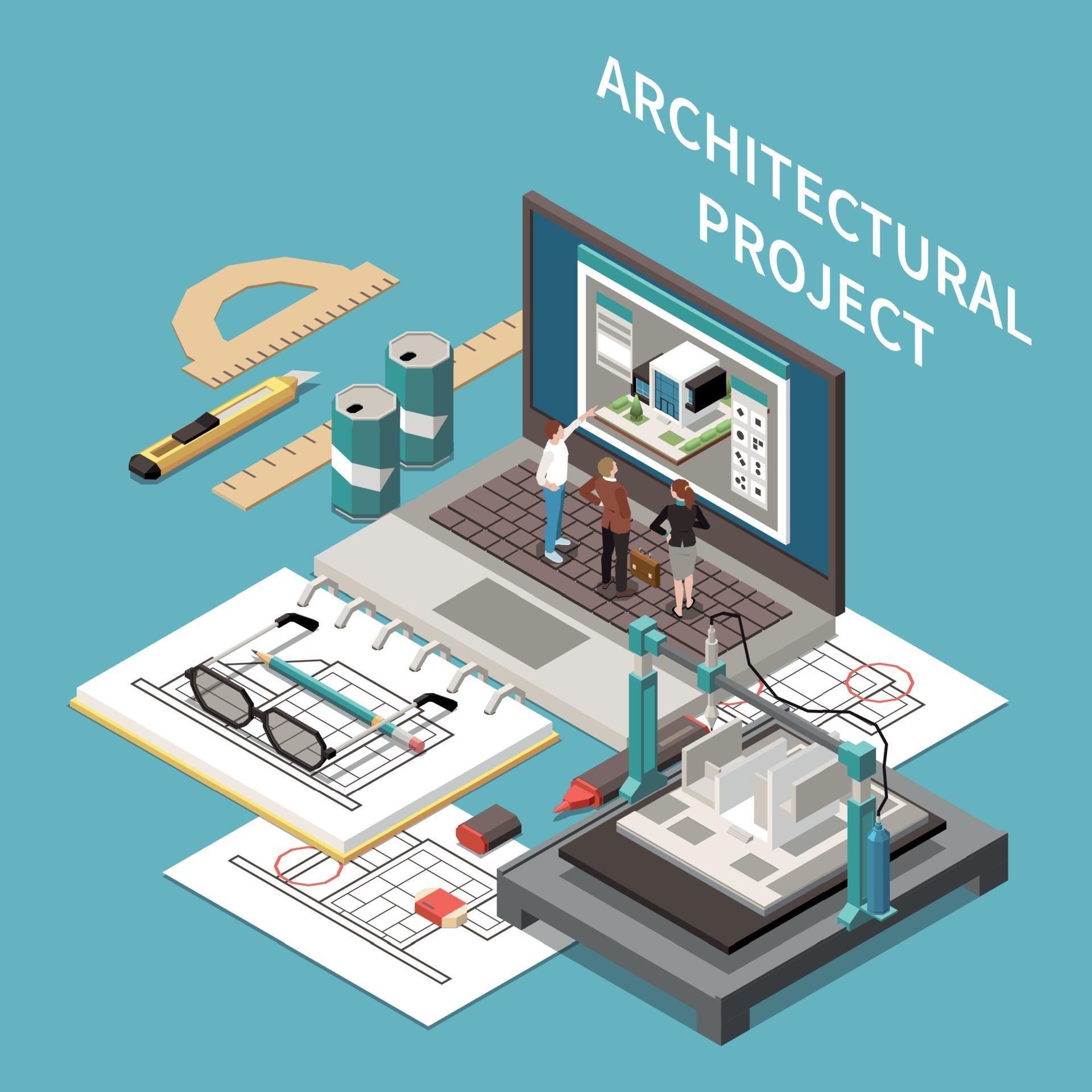 Architectural Project Isometric Composition 3295242 Vector Art at Vecteezy