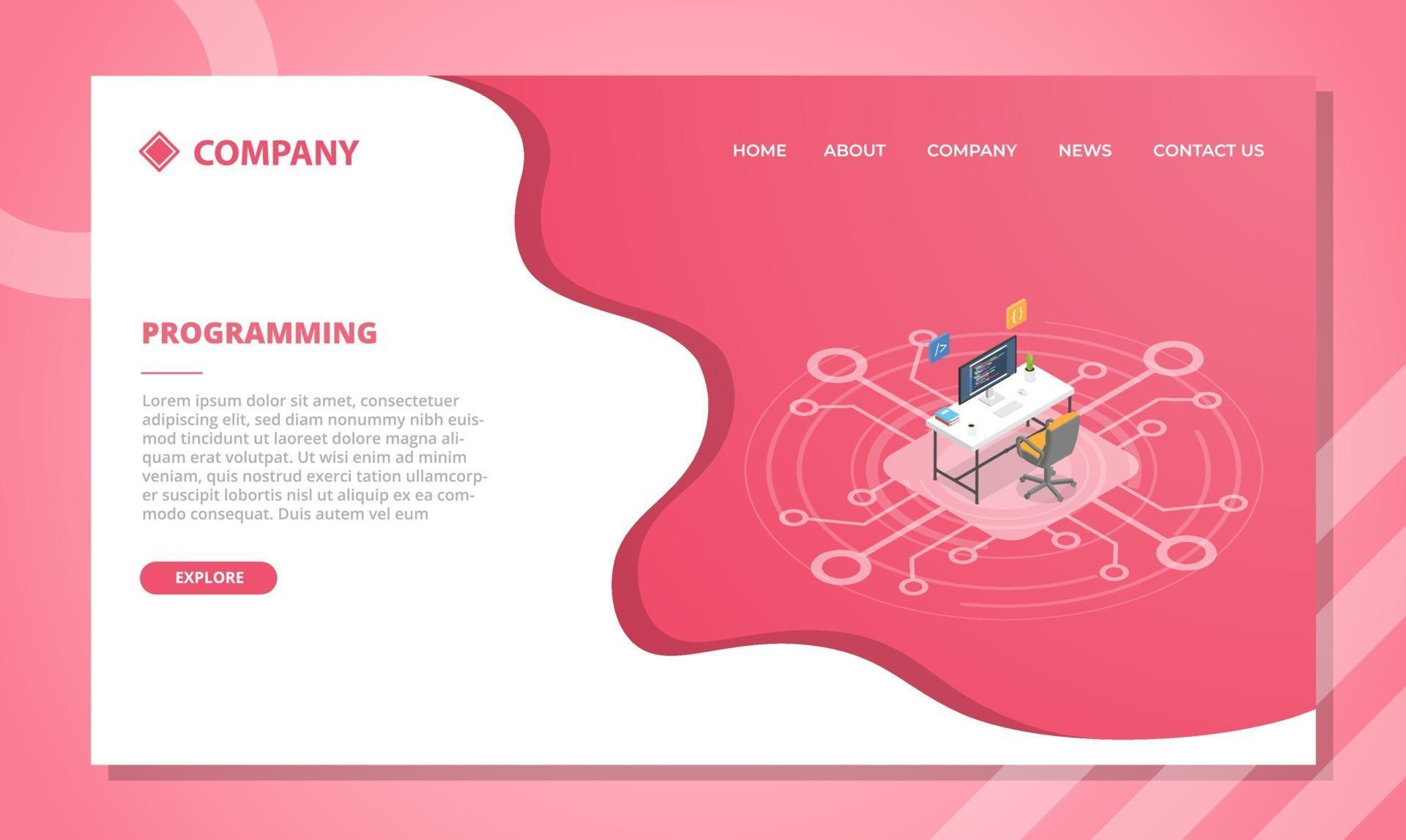 programming concept for website template or landing 3296318 Vector Art ...