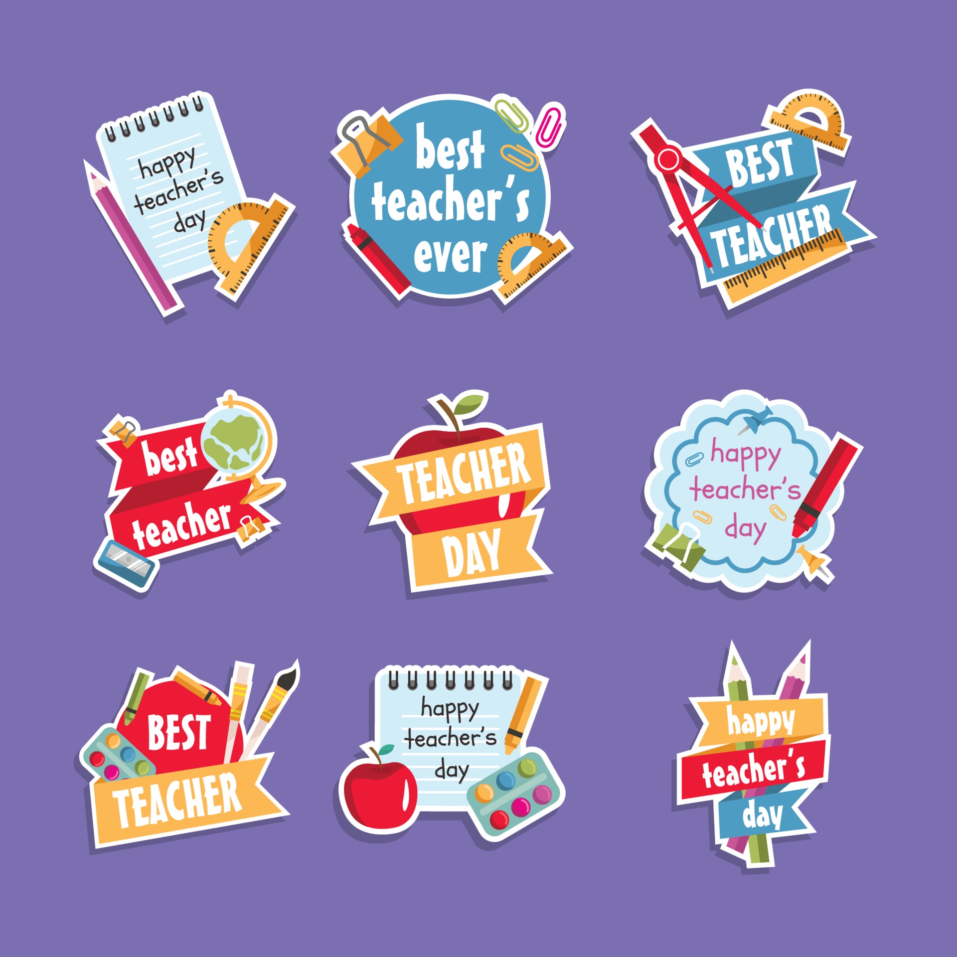 Teacher's Day Appreciation Sticker Pack 3297306 Vector Art at Vecteezy