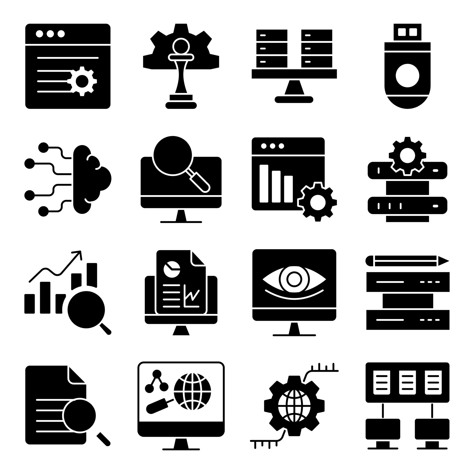 Pack of Business Data Solid Icons 3300263 Vector Art at Vecteezy