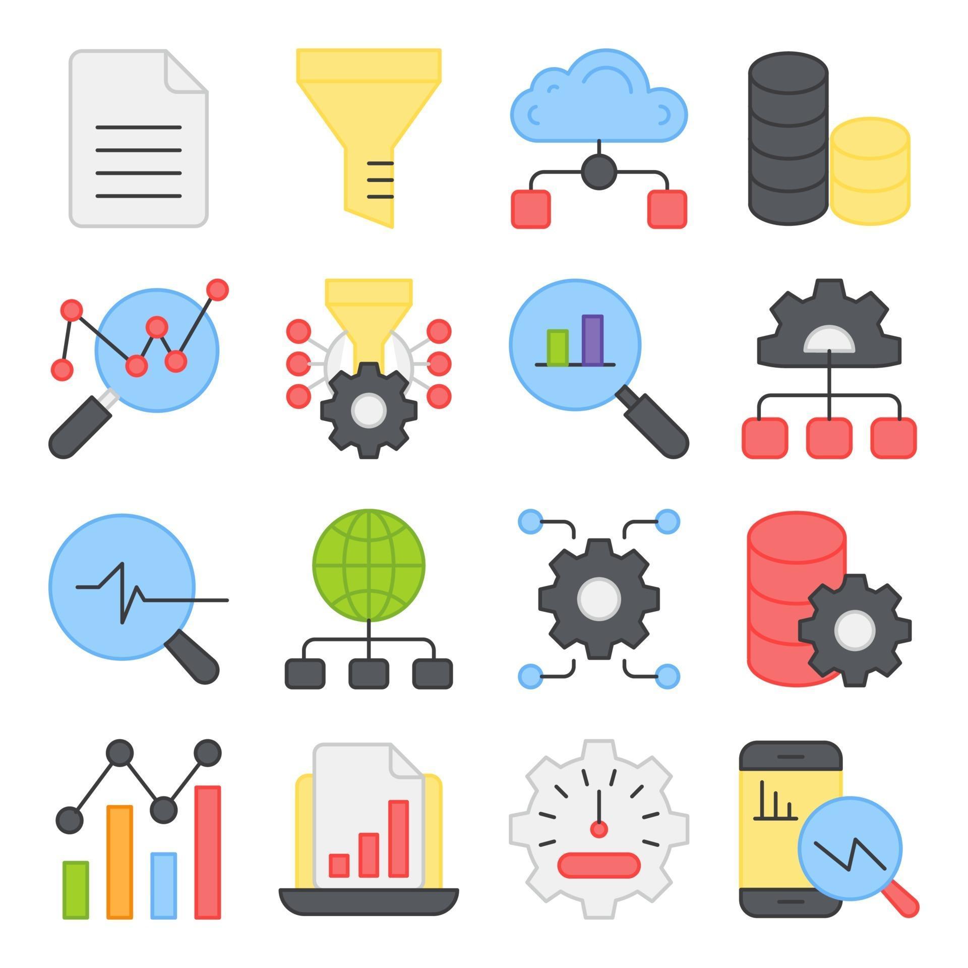 Pack of Big Data Flat Icons 3300266 Vector Art at Vecteezy