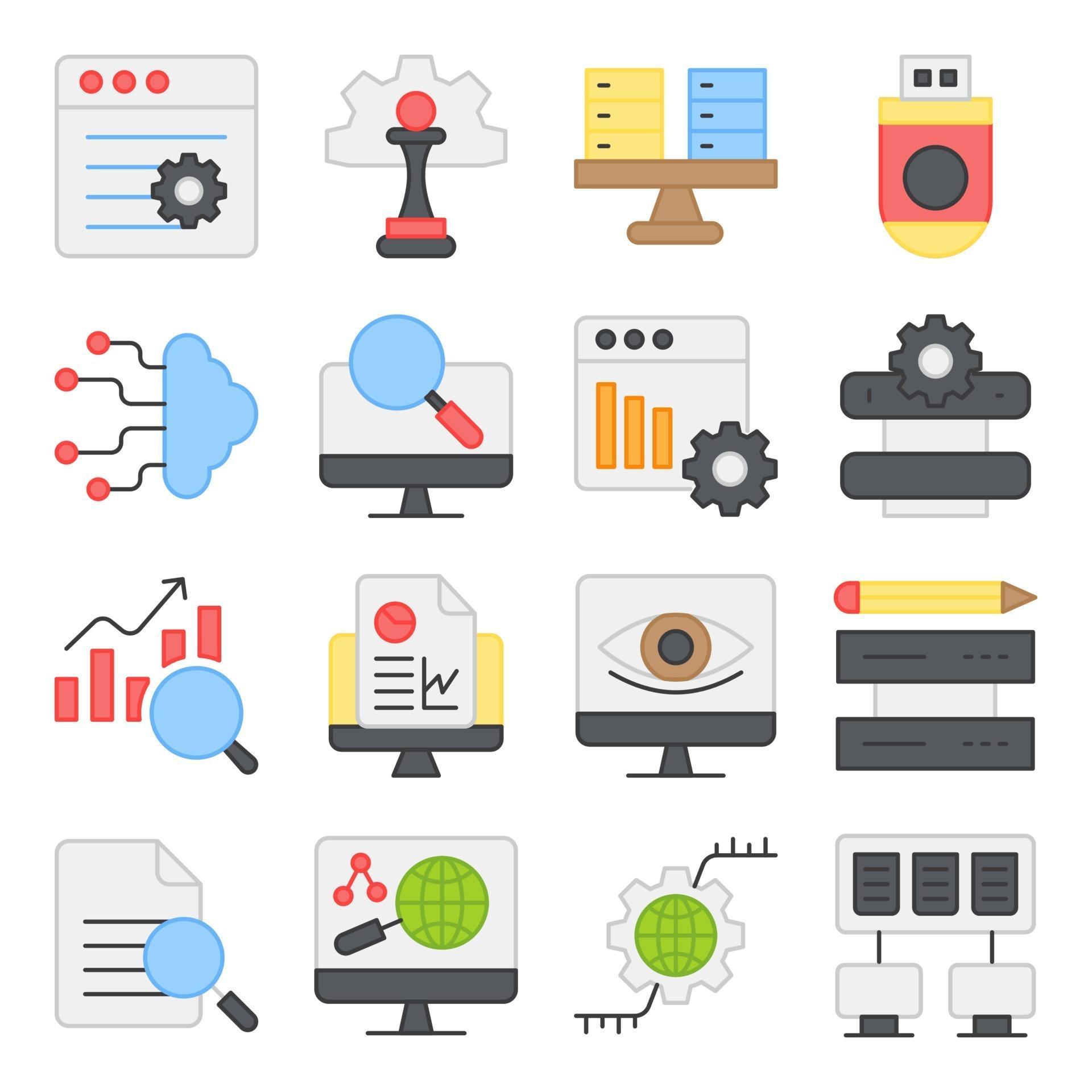 Pack of Business Data Flat Icons 3300376 Vector Art at Vecteezy