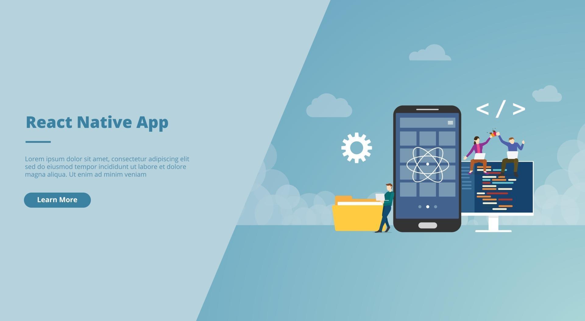 React Native Mobile App Development Concept 3301447 Vector Art At Vecteezy