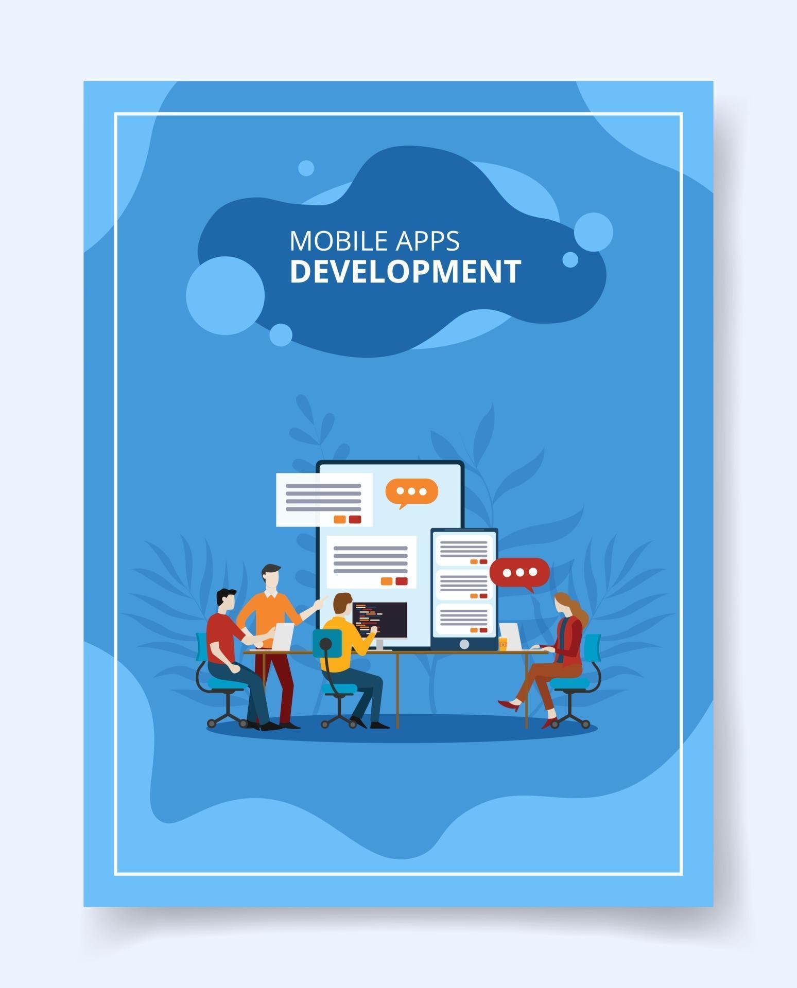 Mobile apps development team co working 3301464 Vector Art at Vecteezy