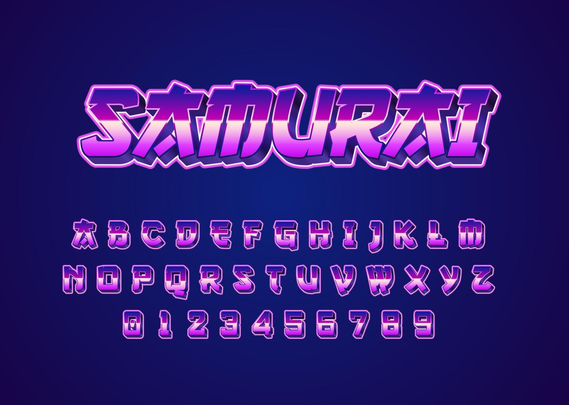 Retro futuristic japanese style custom font alphabet and number 3303056 Vector Art at Vecteezy