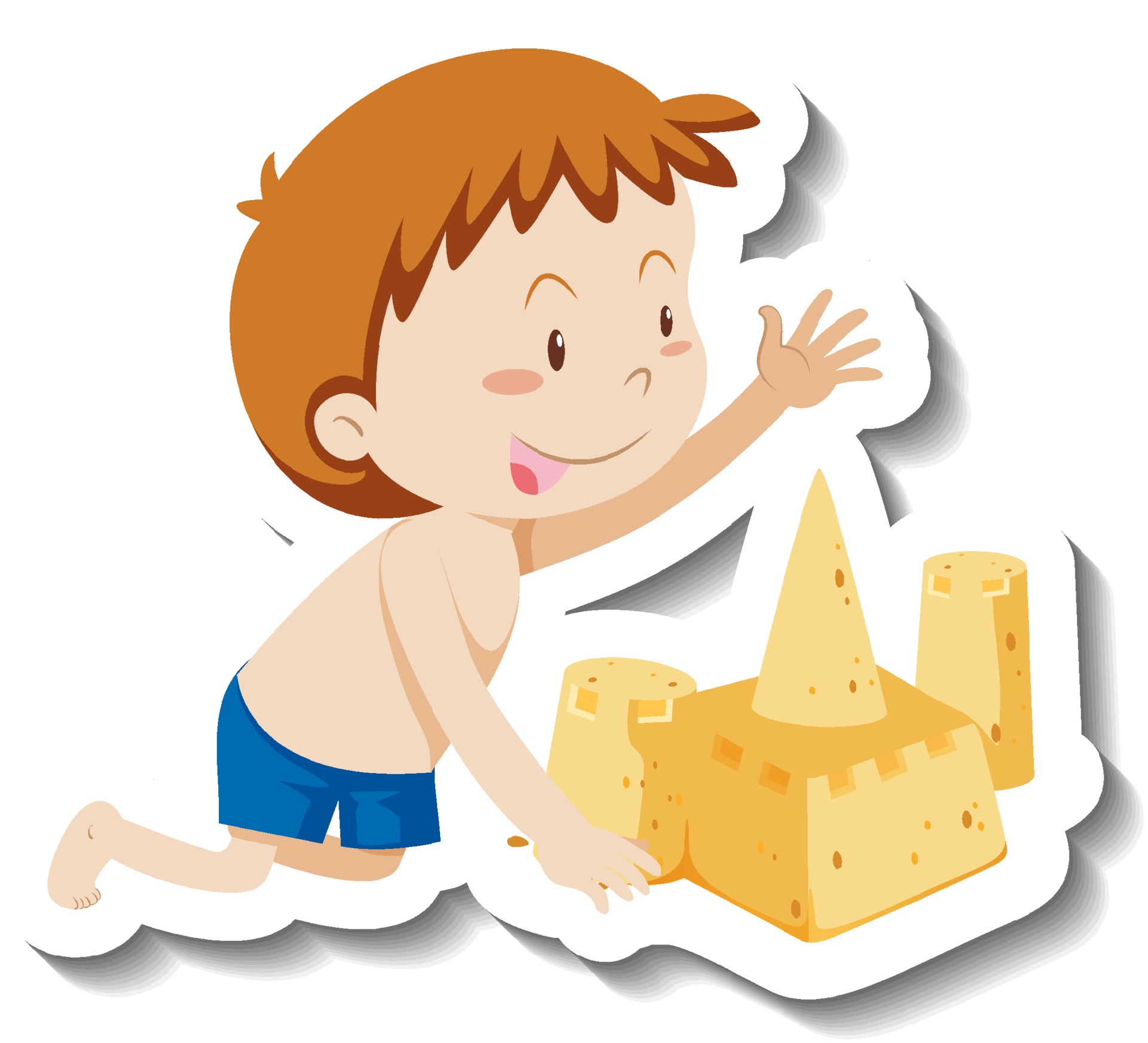 A boy building sand castle cartoon character sticker 3303578 Vector Art ... A boy building sand castle cartoon character sticker 3303578 Vector Art ...
