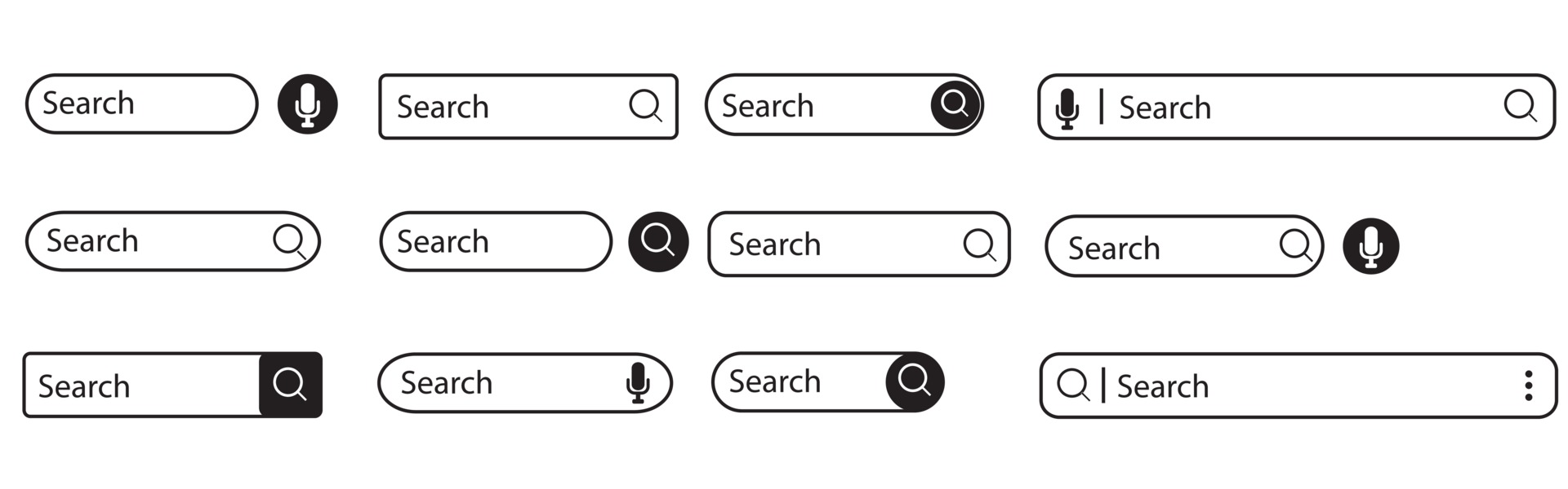 Search bar set. Search bar, search boxes. Web UI elements for browsers 3307447 Vector Art at ...