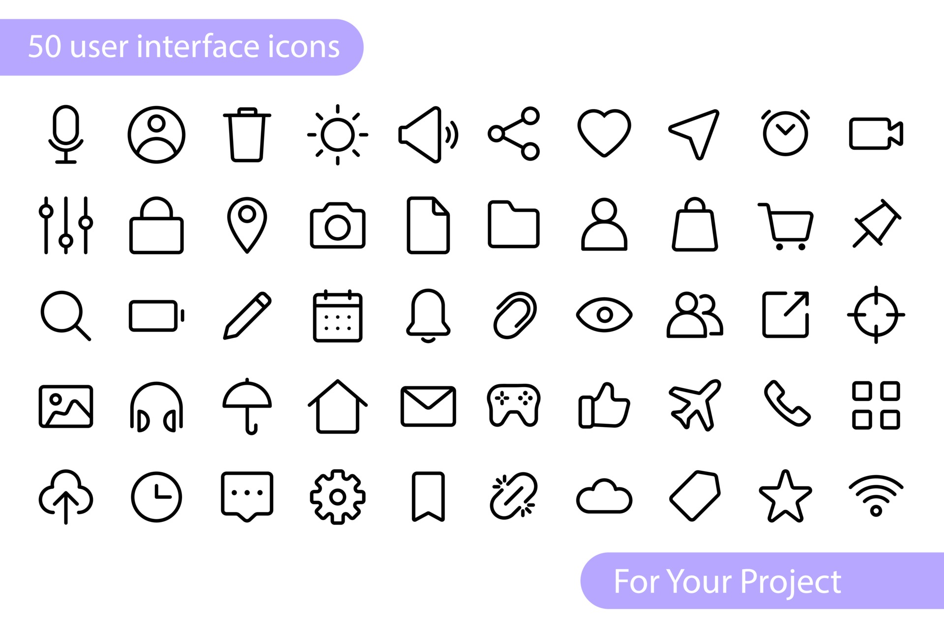 50 App User Interface Outline Icon Set 3311019 Vector Art At Vecteezy